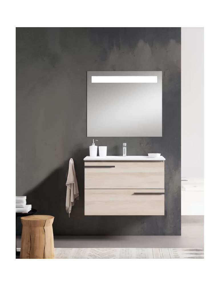 Mueble SETScala susp.80+lavabo+espejo. Color Crudo