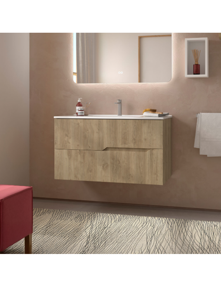 Mueble Bamboo 70 susp.+lavabo Roble natural